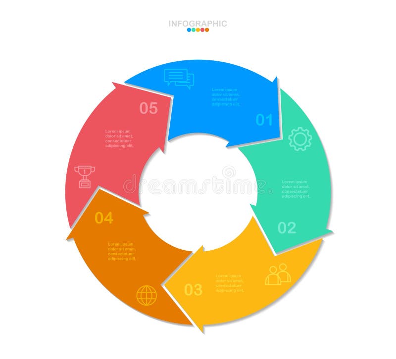 Cycle Infographic Vector, 5 Options Diagram with Line Icons Stock ...