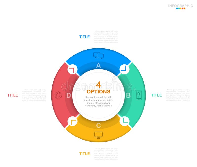 Cycle Infographic Vector, 4 Options Banner Diagram with Line Icons ...