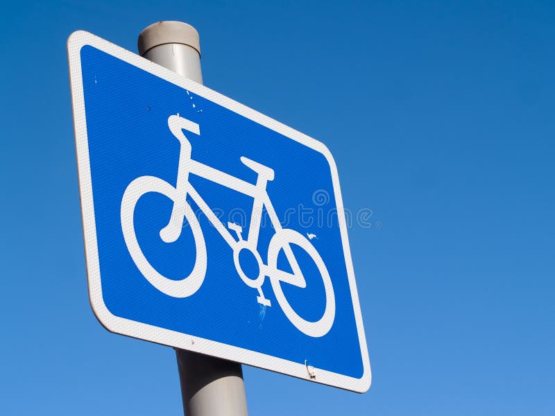 Cycle lane sign blue stock image. Image of outdoors, england - 69633743