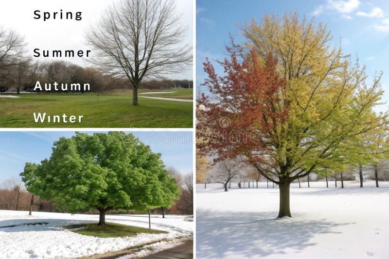 The Cycle of Life: a Lone Tree through the Seasons Stock Illustration ...