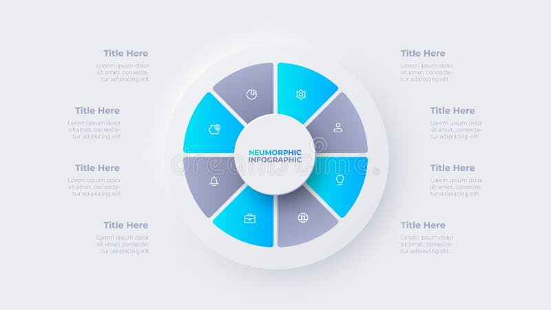 Cycle Neumorphic Diagram Divided into 8 Sectors. Infographic Design ...