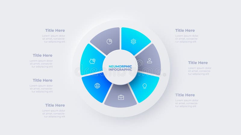 Cycle Neumorphic Diagram Divided into 7 Sectors. Infographic Design ...