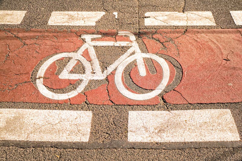 Cycle Path, Bicycle Symbol As a Lane Marking or Road Marking on a Road ...