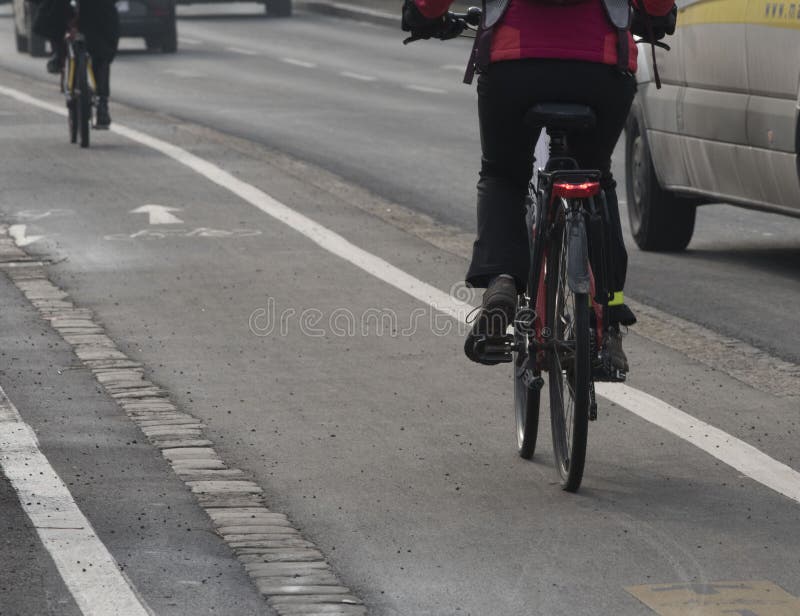 Bicycle Path Marking on the Street Stock Image - Image of roads, means ...