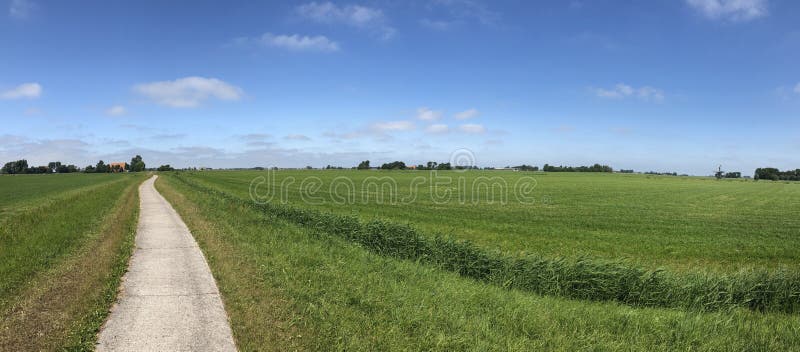 Cycle Path through Frisian Landscape Stock Image - Image of nature ...