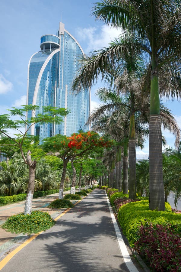 Cycle Path with High Rise Building Stock Image - Image of landscape ...