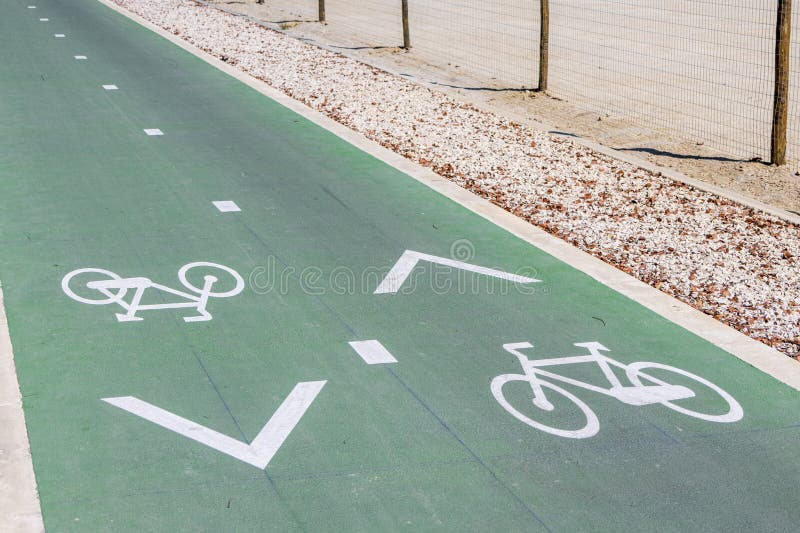 Cycle Path with Information on the Pavement Stock Photo - Image of ...