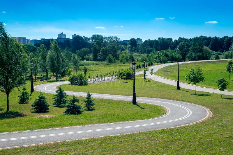 Cycle Path in the Recreation Park Stock Photo - Image of track, summer ...