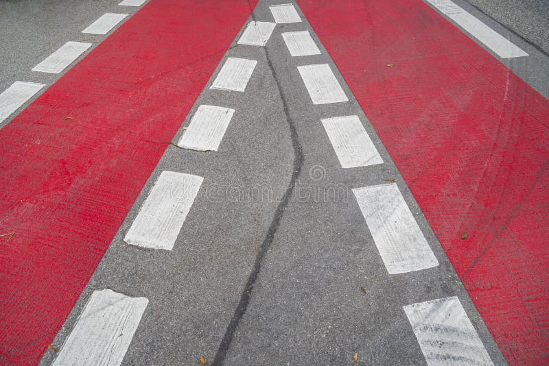 Cycle Path with Red Marking on the Road Stock Photo - Image of pathway ...