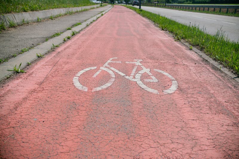 Cycle Path, Road Symbol of the Bicycle. Stock Image - Image of ...