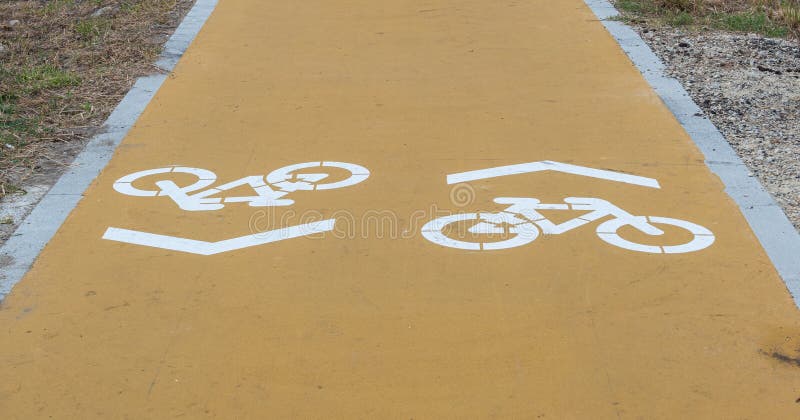 Cycle Path with Two Lanes, and Directions Marked on the Ground Stock ...