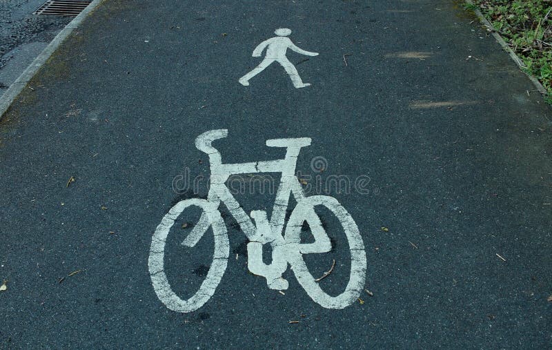 Cycle and Pedestrian Lane Sign Stock Photo - Image of environment ...