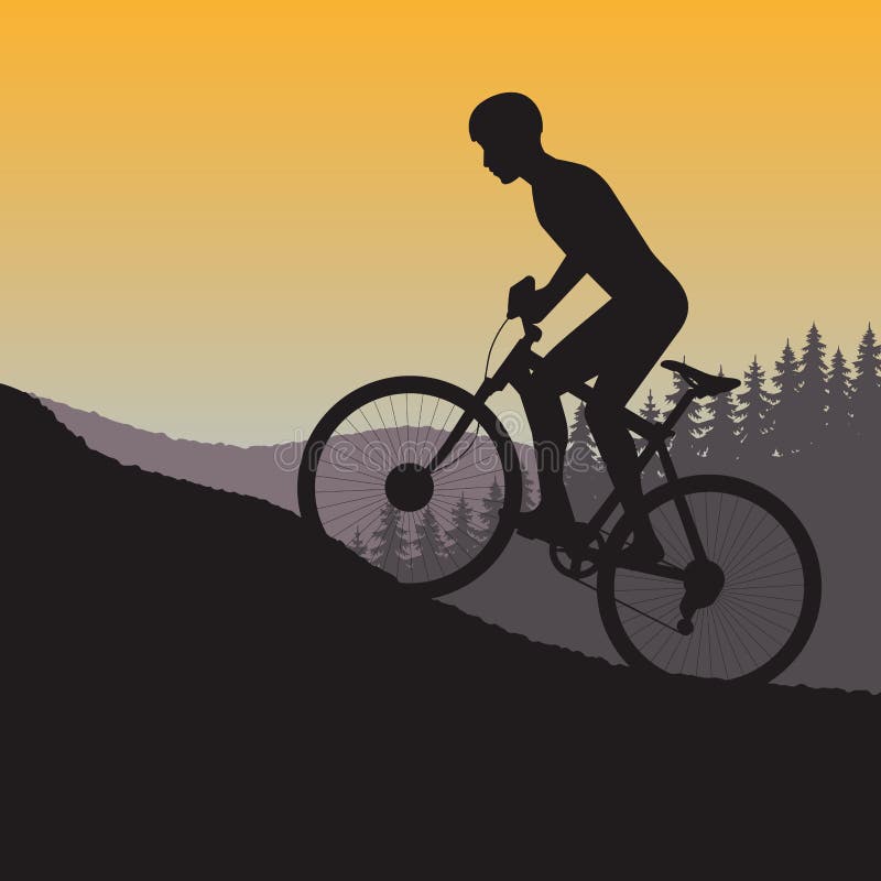 Cycle Races in Mountains Silhouette on a Background Nature Stock Vector ...