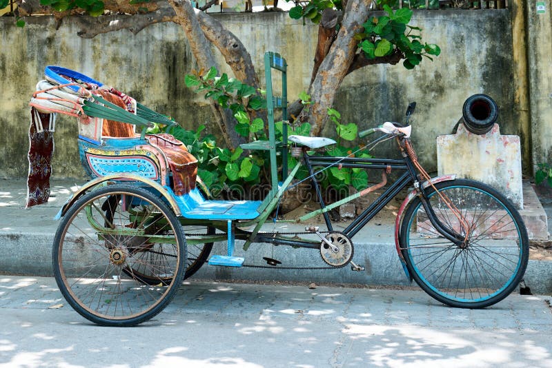 Cycle Rickshaw on Street stock image. Image of travel - 248349613