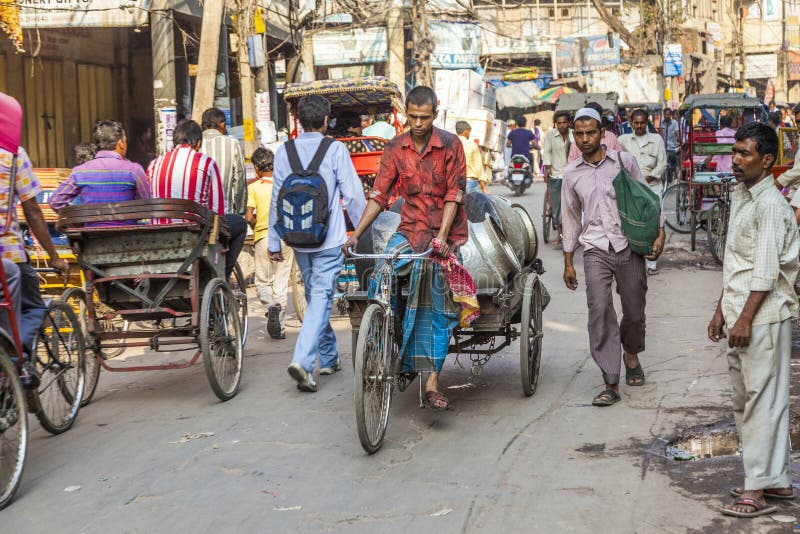 Cycle Rickshaws in the Streets of Delhi Editorial Photography - Image ...