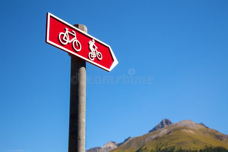 Cycle Route Directional Sign in Switzerland Stock Photo - Image of ...