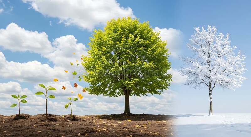 Cycle of Seasons: a Tree S Growth through the Year Stock Illustration ...