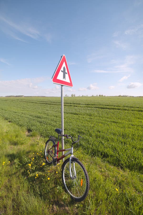 Cycle at sign. stock image. Image of blue, sign, bicycle - 24782045
