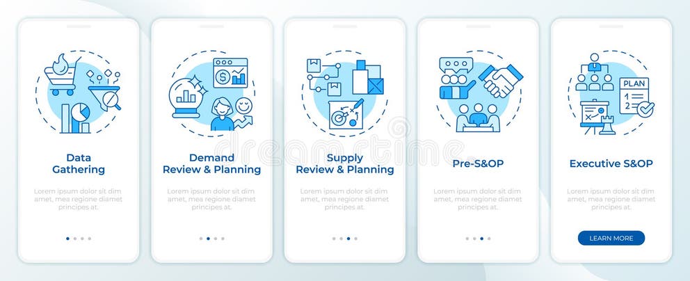 Cycle of SOP Process Blue Onboarding Mobile App Screen Stock Vector ...