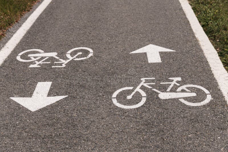 Cycle Track with Marking Bicycle Stock Photo - Image of marking, safety ...