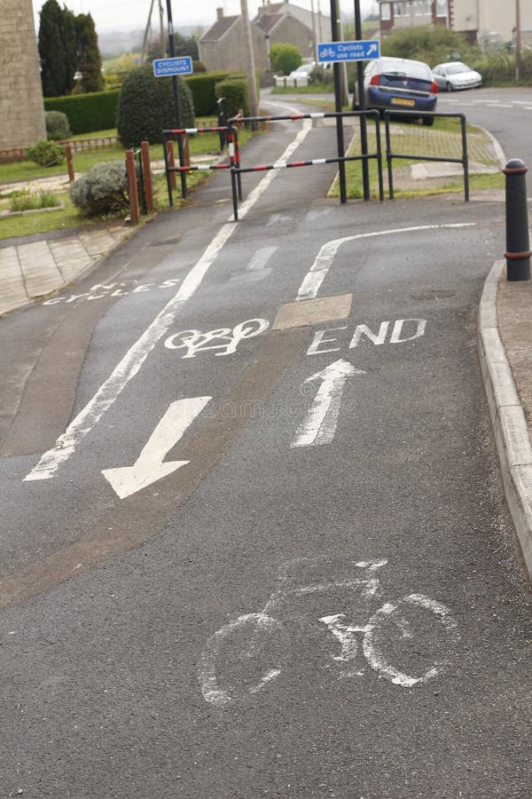 Cycle Track Markings Painted on the Footway Editorial Photo - Image of ...