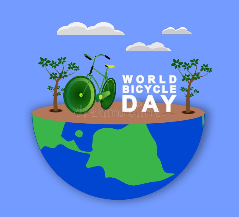 Green Color Cycle for World Bicycle Day Illustration Design Art Stock ...