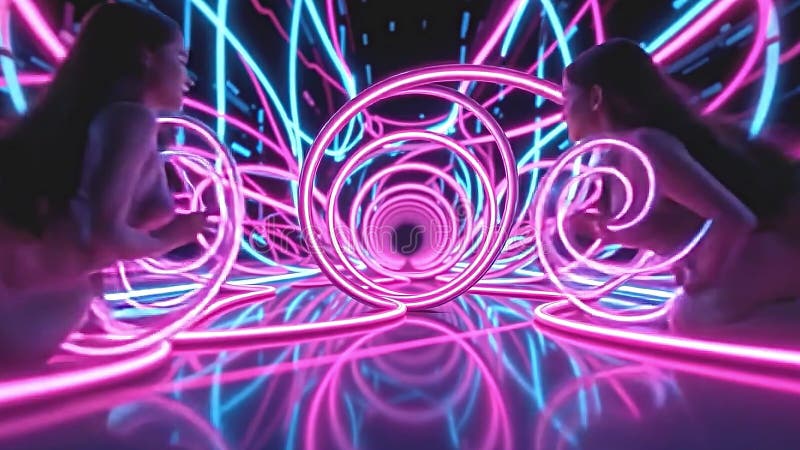 Cycled 3d Animation, Striking Abstract Environment, Intertwining Pink ...