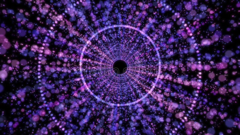 Cycled Fly through Abstract Round Tunnel with Violet Glowing Future ...