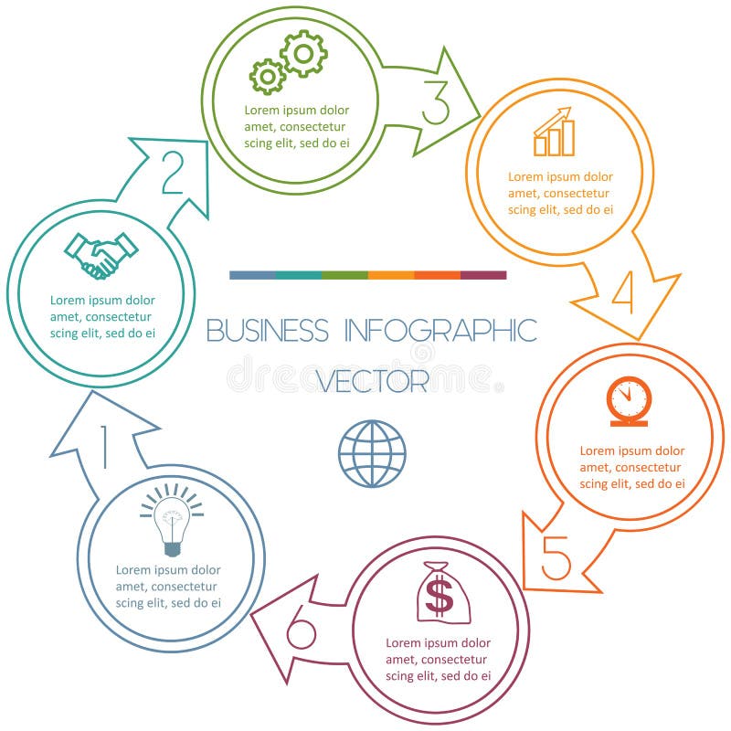 Cycles Infographic Six Positions Stock Vector - Illustration of arrow ...