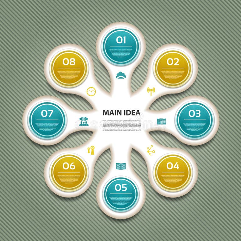Cyclic Diagram with Eight Steps and Icons. Stock Vector - Illustration ...