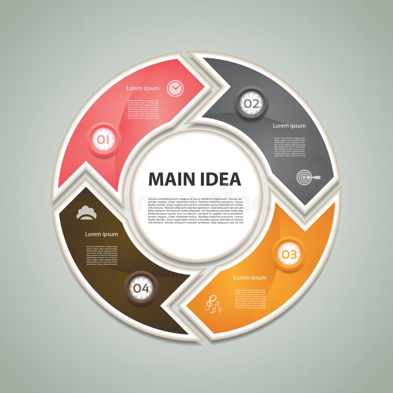 Cyclic Diagram with Four Steps and Icons. Stock Vector - Illustration ...