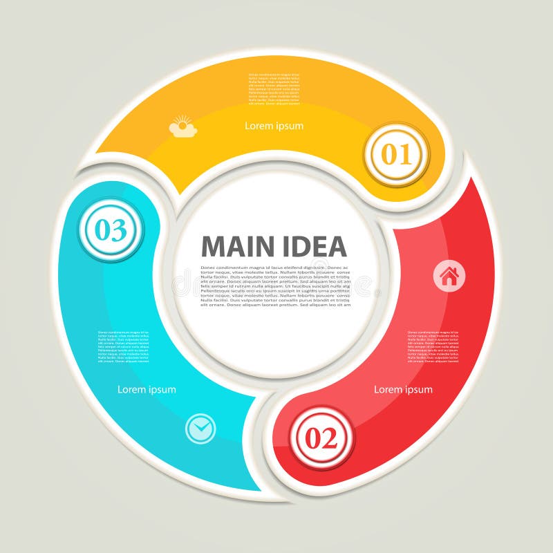 Cyclic Diagram with Three Steps and Icons. Stock Vector - Illustration ...