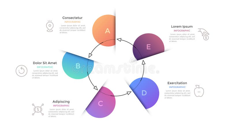 Infographic Design Template 5 Connected Circular Elements Stock ...