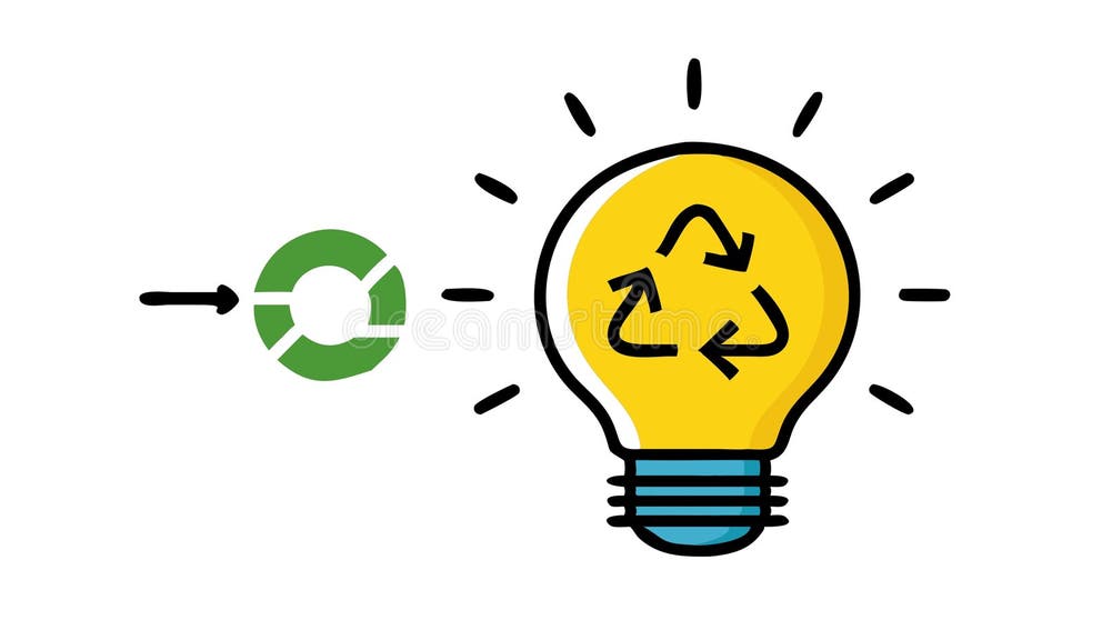 Cyclic Idea Icon Vector with Lightbulb and Recycle Arrows, Vector ...