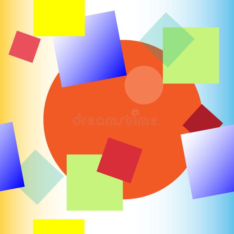 Suprematic Composition of Multi-colored Squares and Circles Stock ...