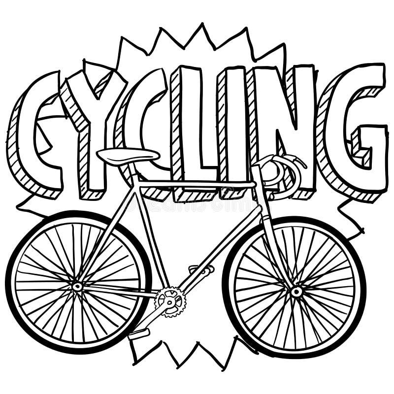 Cycling Bicycle Sports Sketch Stock Vector - Illustration of bicyclist ...