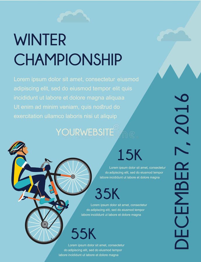 Cycling Competition Poster. Cyclist in Bicycle Racing on the Mountain ...