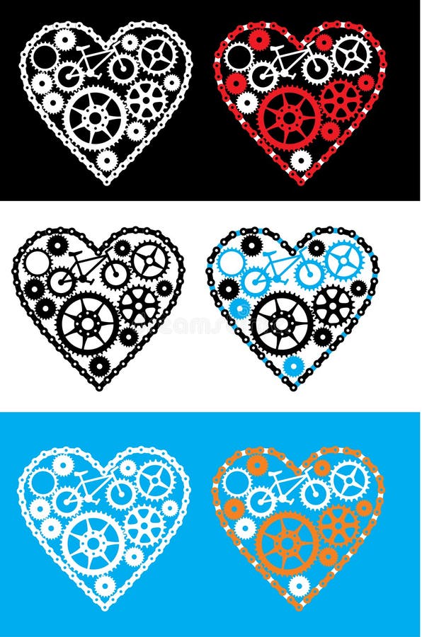 Cycle parts heart shape stock illustration. Illustration of wheels ...