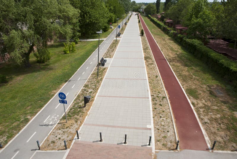 Cycling path with sign stock image. Image of outdoor - 31518611