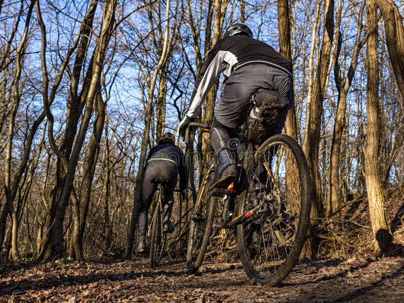 Cycling Scene in a Countryside Stock Image - Image of freeriding ...
