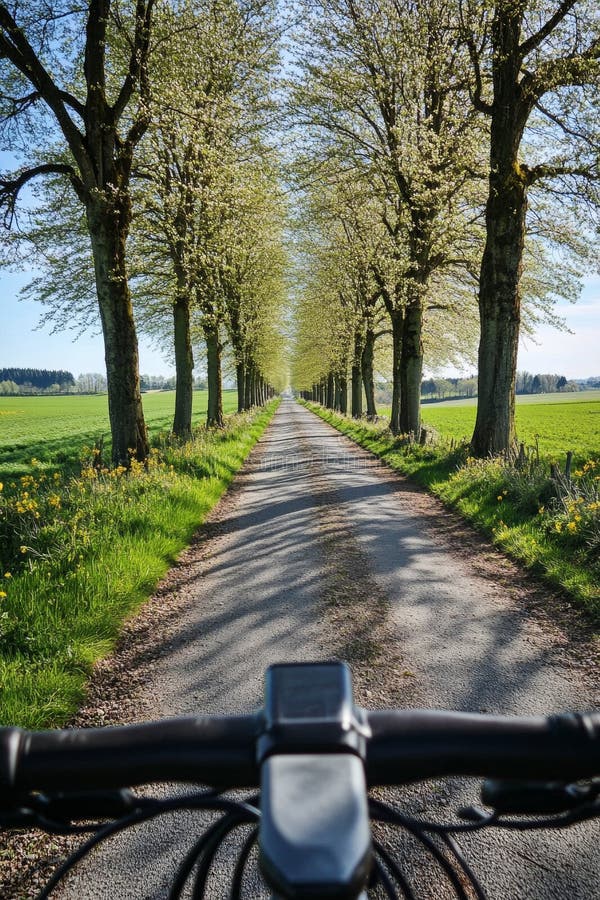 Cycling through a Springtime Alleyway Stock Illustration - Illustration ...