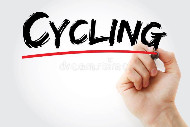Cycling text with marker stock image. Image of exercise - 200990489