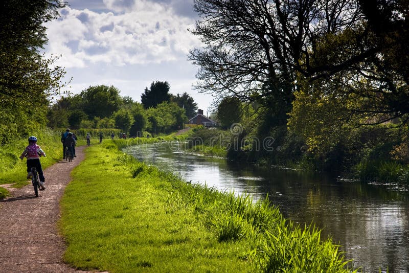 Cycling on the towpath stock photo. Image of canoeing - 9131452