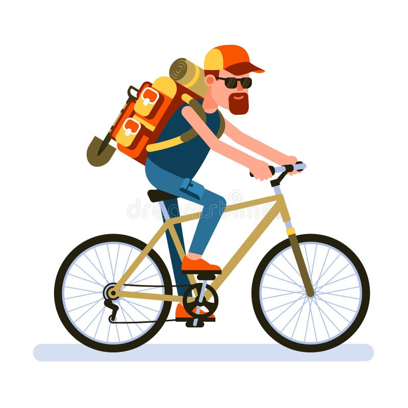 Cyclist with backpack stock vector. Illustration of cartoon - 267381252