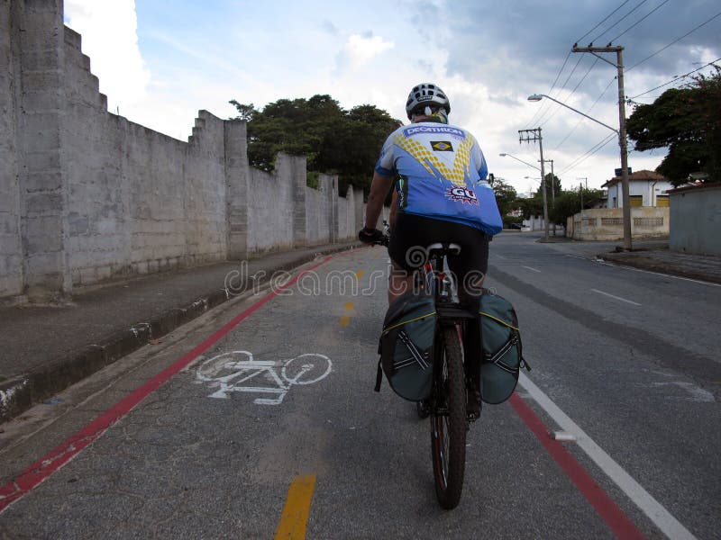 Cyclist on a Bike Path in Brazil Editorial Photo - Image of street ...