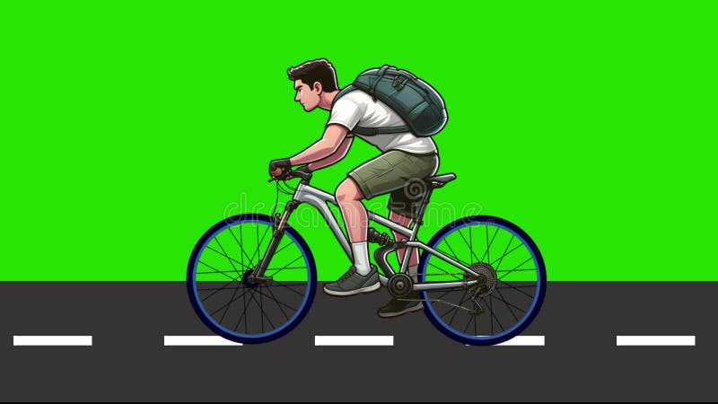 Cyclist Carrying a Backpack Animation Stock Footage - Video of seamless ...