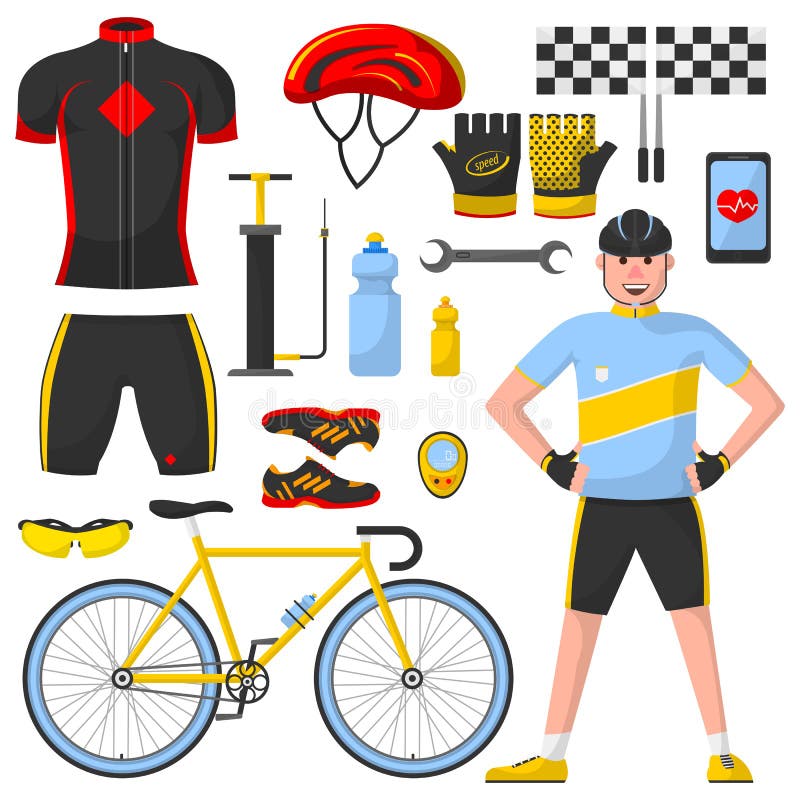 Cyclist with Differennt Cycle Elements. Stock Vector - Illustration of ...