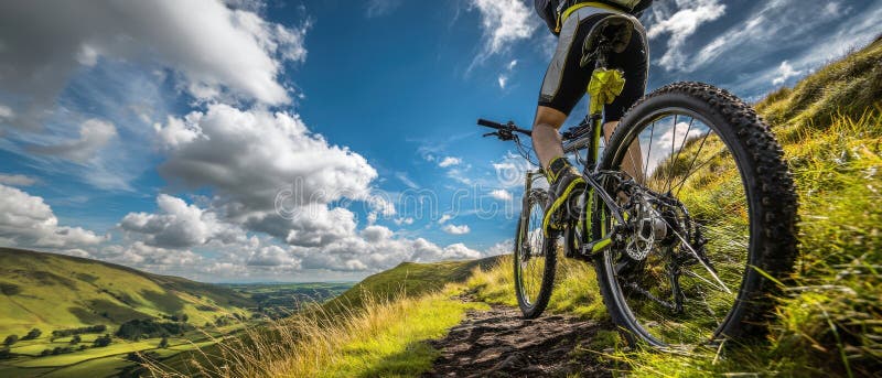 The Cyclist Exploring a Breathtaking Mountain Landscape on a Sunny Day ...