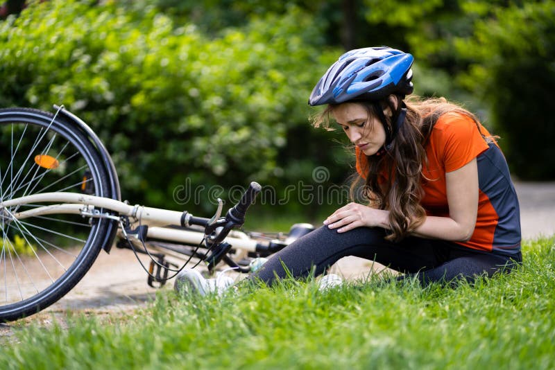 Cyclist Fell Down from Bike Stock Photo - Image of cyclist, pain: 220972072