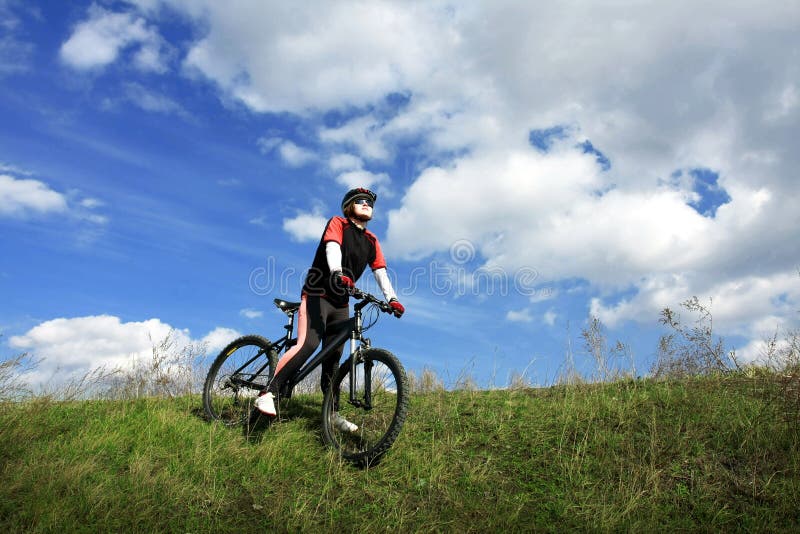 Cyclist Going Down the Slope Stock Image - Image of rest, slope: 8056573